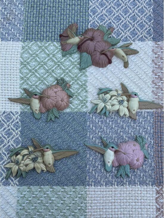 Other | Set Of 5 Vintage Hummingbird And Flower Wall Plaques | Poshmark